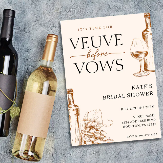 Veuve Before Vows Tan Brown Bridal Shower Invitation | Zazzle