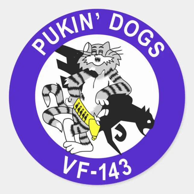 VF-143 Pukin' Dogs Classic Round Sticker | Zazzle