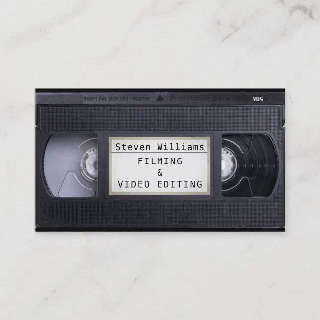 VHS cassette retro style faux look Business Card | Zazzle