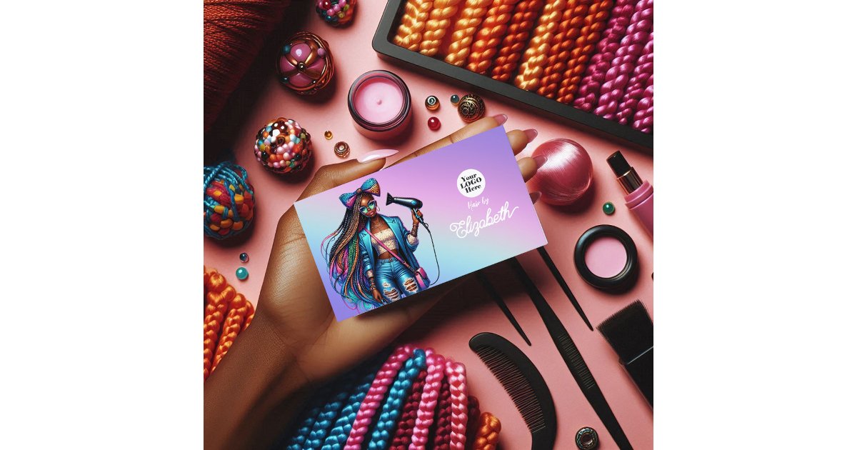 Vibrant Afrocentric Black Woman Salon Branding Business Card | Zazzle