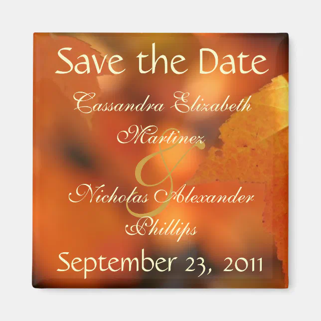 Vibrant Autumn Save the Date Wedding Magnet | Zazzle