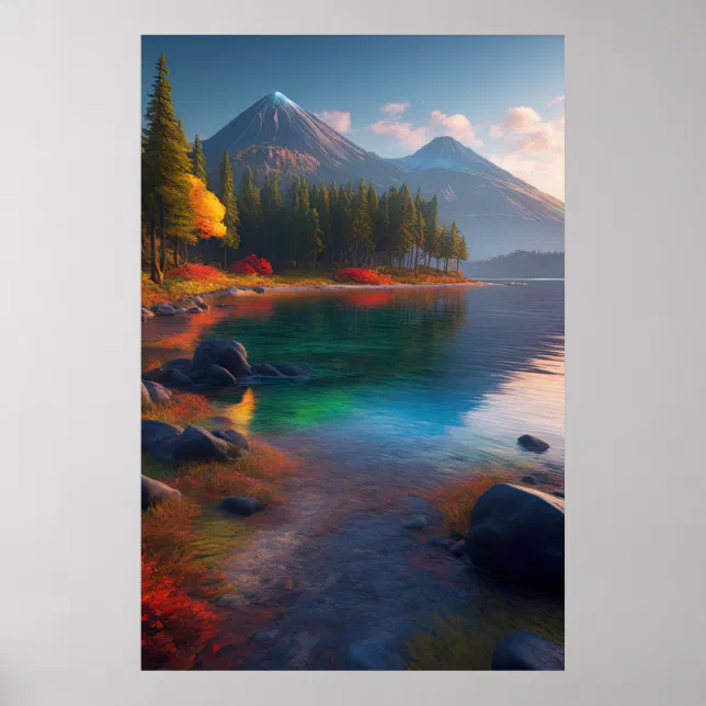 Vibrant Beauty of the Azure Lake Poster | Zazzle
