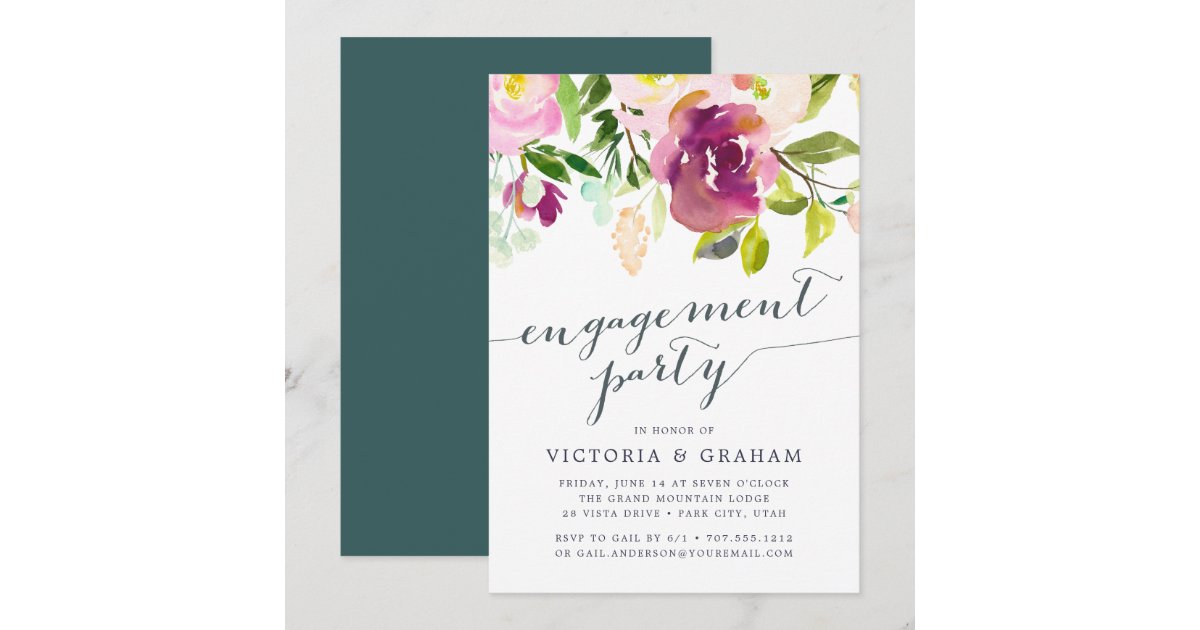 Vibrant Bloom Engagement Party Invitation | Zazzle