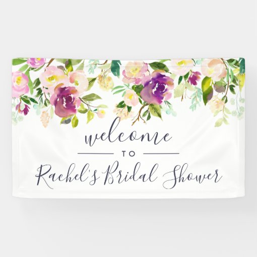 Vibrant Bloom | Watercolor Floral Shower Welcome Banner | Zazzle