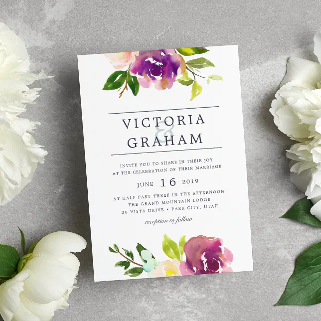 Vibrant Bloom | Watercolor Wedding Invitation | Zazzle