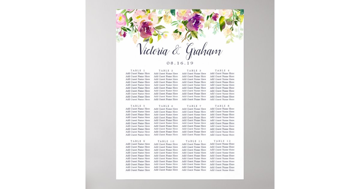 Vibrant Bloom Wedding Seating Chart | Zazzle.com