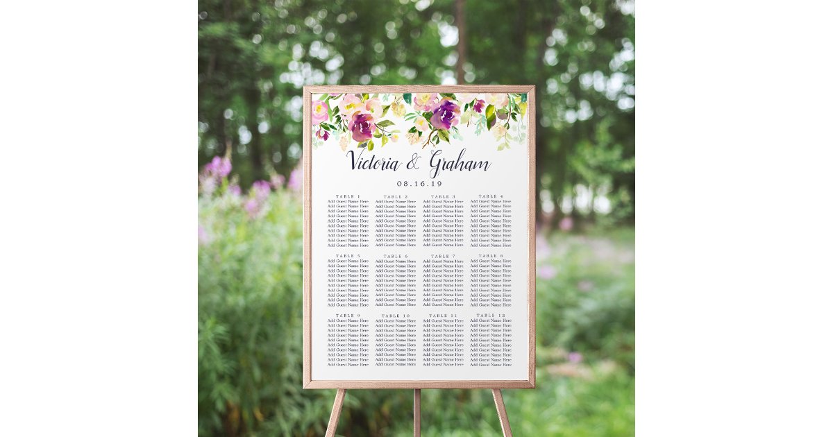 Vibrant Bloom Wedding Seating Chart | Zazzle