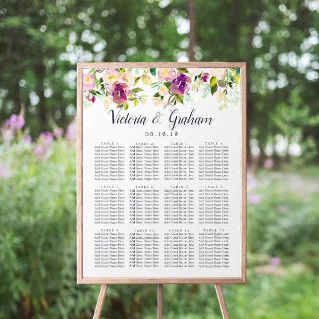 Vibrant Bloom Wedding Seating Chart | Zazzle