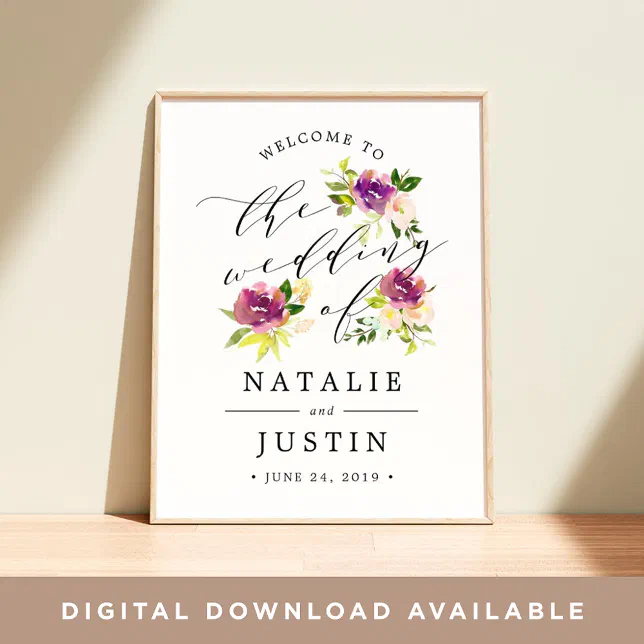 Vibrant Bloom Wedding Welcome Sign | Zazzle