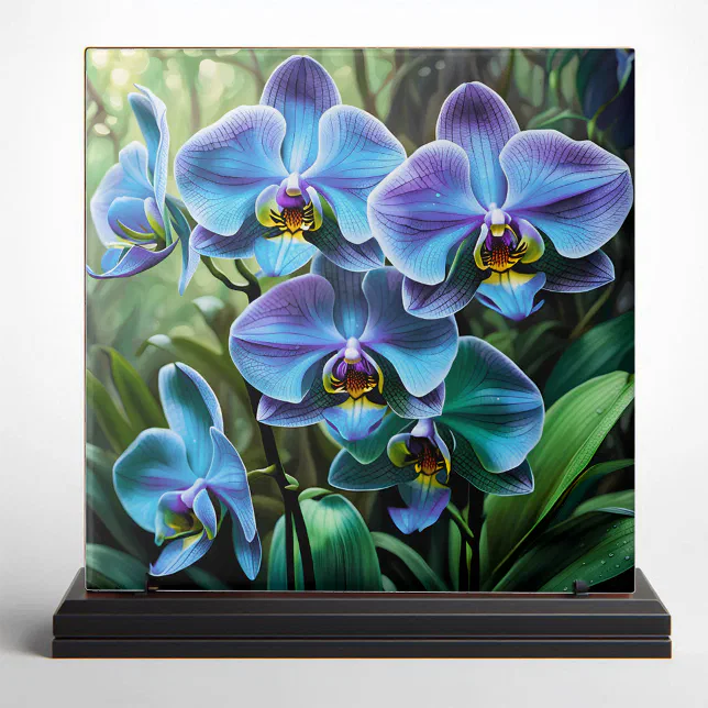 Vibrant Blue and Purple Orchids Ceramic Tile | Zazzle