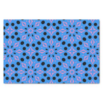 Vibrant Blue Pink & Black Geometric Pattern Tissue Paper | Zazzle