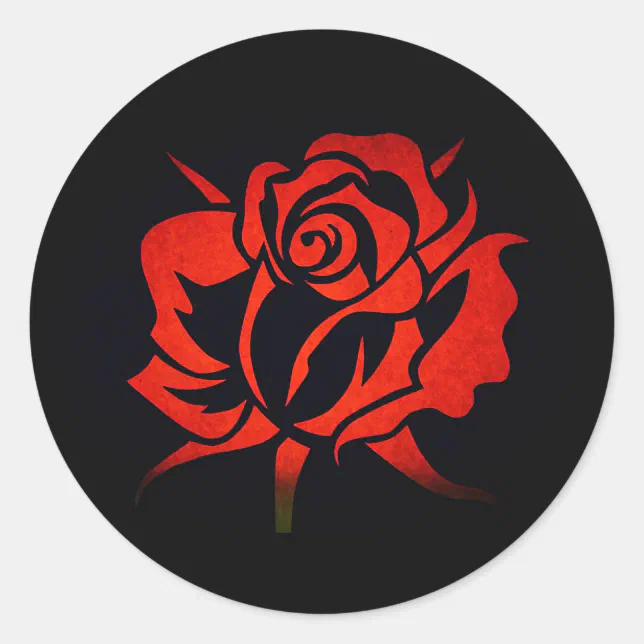 Vibrant, Bold Red Rose on Black Background Sticker | Zazzle