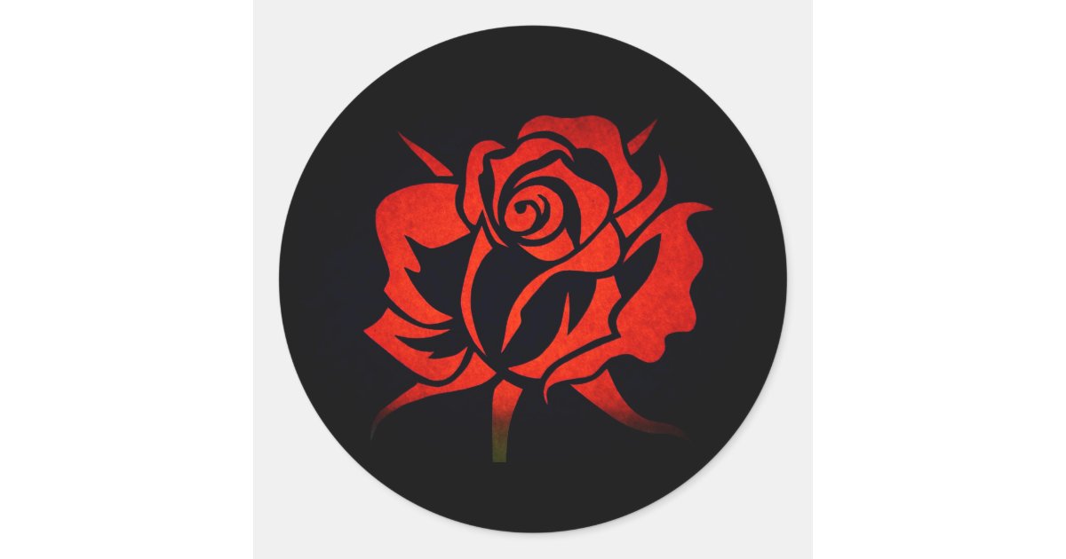 Vibrant, Bold Red Rose on Black Background Sticker | Zazzle
