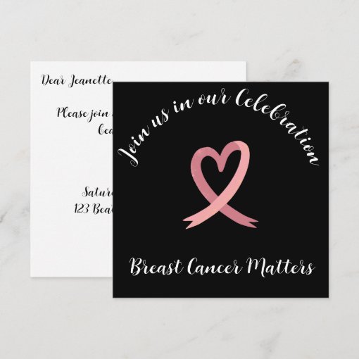 Vibrant Breast Cancer Pink Ribbon Party Invitation | Zazzle