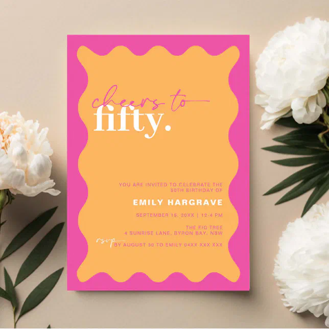 Vibrant Cheers to Fifty 50th Birthday Party Invitation | Zazzle