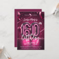Vibrant Chic Neon Pink 60th Birthday Celebration Invitation | Zazzle