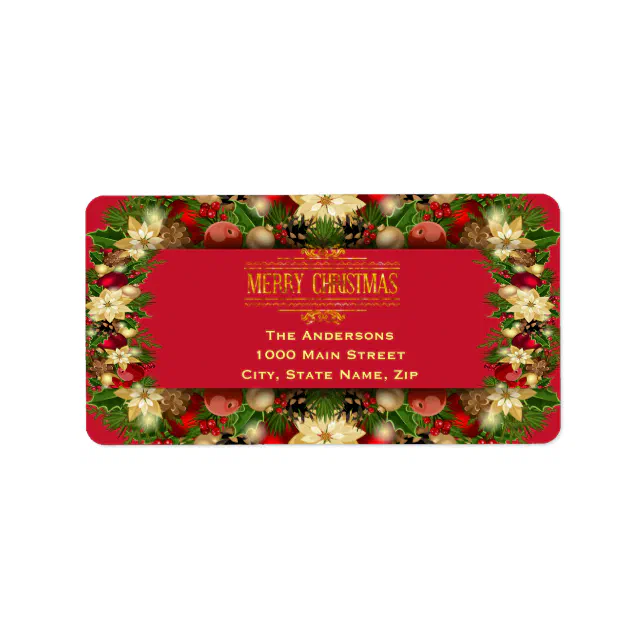 Vibrant Christmas Floral Address Label | Zazzle