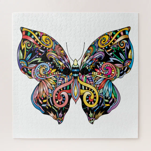 Vibrant color butterfly drawing jigsaw puzzle | Zazzle
