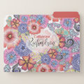 Vibrant Colorful Hand-drawn Flowers and Leaves File Folder | Zazzle