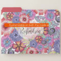 Vibrant Colorful Hand-drawn Flowers and Leaves File Folder | Zazzle