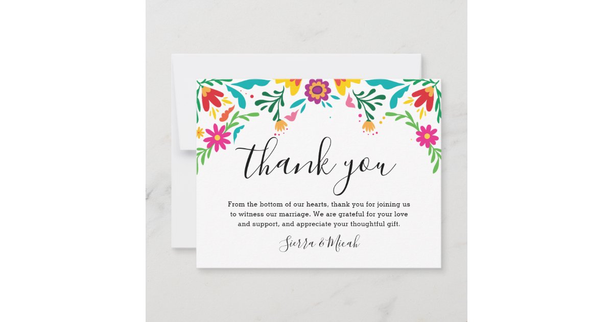 Vibrant Colorful Mexican Inspired Floral Thank You Card | Zazzle