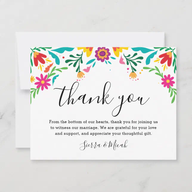 Vibrant Colorful Mexican Inspired Floral Thank You Card | Zazzle