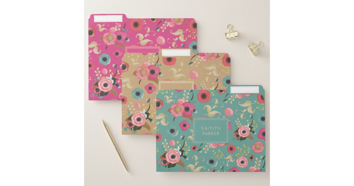 Vibrant | Colorful Modern Floral File Folder | Zazzle