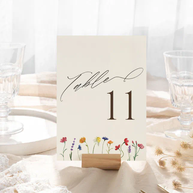 Vibrant Colorful Wildflower Bloom Wedding Table Number | Zazzle