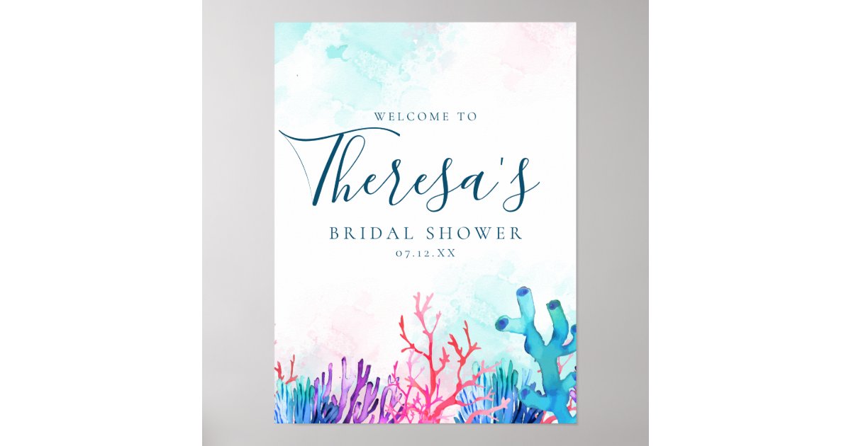Vibrant Coral Reef Bridal Shower Poster | Zazzle