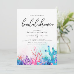 Vibrant Coral Reefs Bridal Shower Invitation | Zazzle