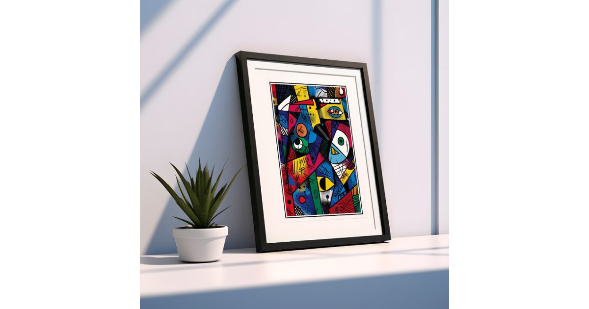 Vibrant Cubist Style Abstract Poster | Zazzle