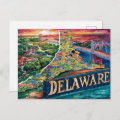 Vibrant Delaware Map Art Postcard | Zazzle