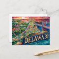 Vibrant Delaware Map Art Postcard | Zazzle