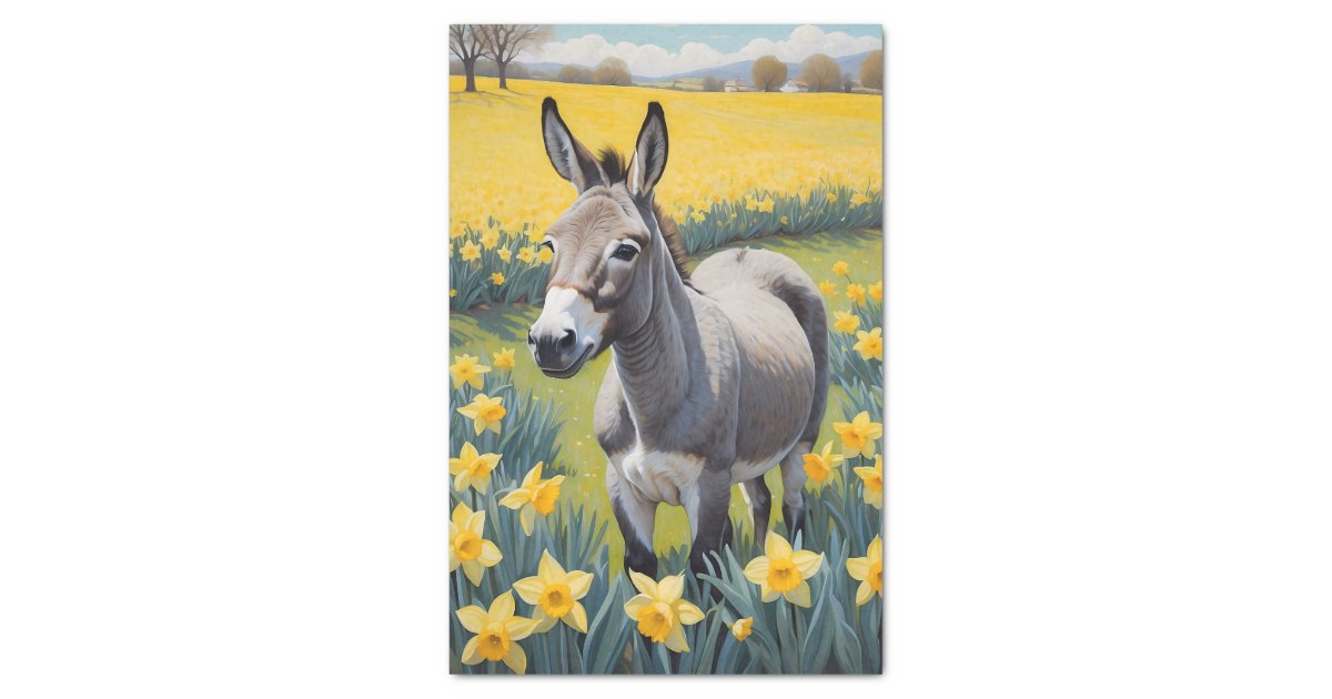 Vibrant Donkey And Yellow Daffodils Tissue Paper | Zazzle