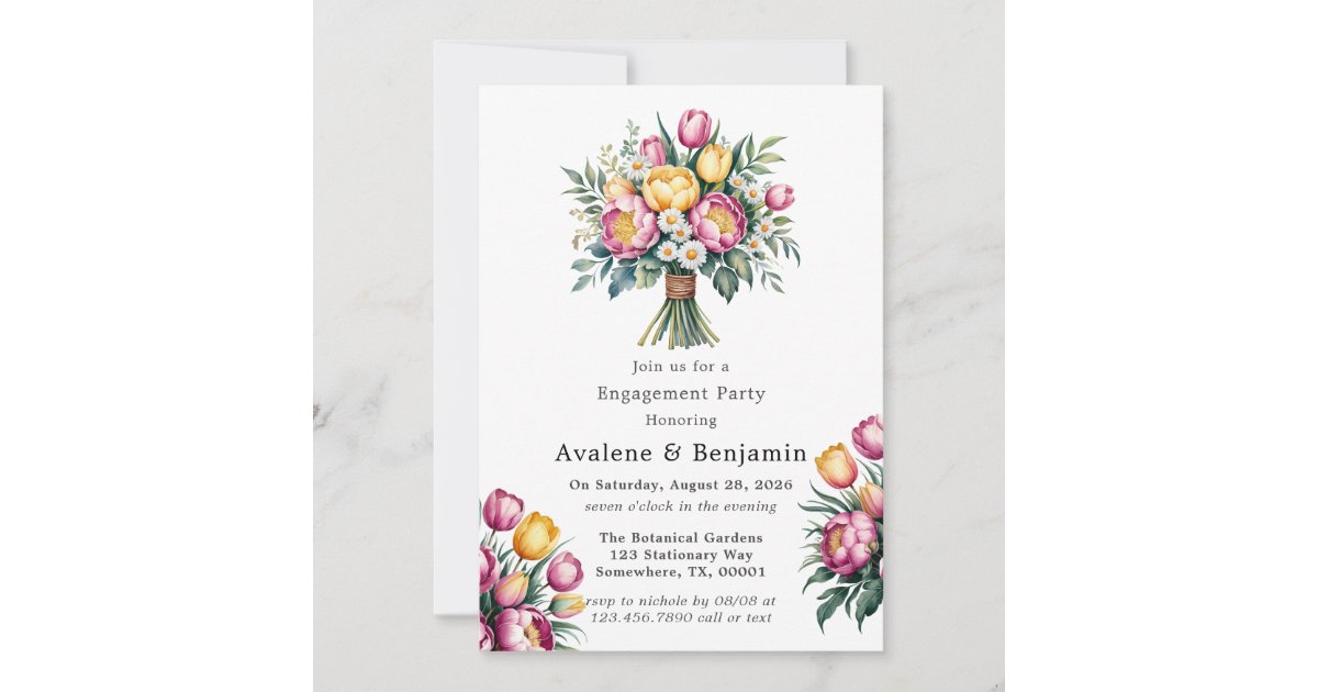 Vibrant Floral Harmony Engagement Party Invitation | Zazzle