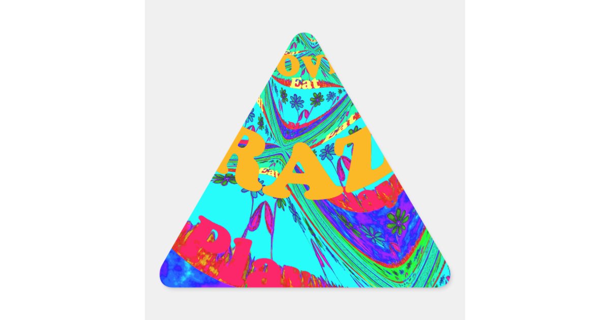 Vibrant Floral Pattern: Brazilian Tribute Eat Love Triangle Sticker ...