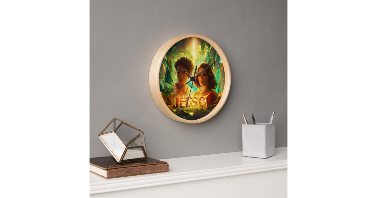 "Vibrant Geometric Elegance: 3D Jessica" Clock | Zazzle