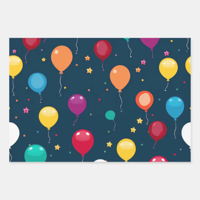 Vibrant Happy Birthday Balloons Pattern Wrapping Paper Sheets | Zazzle