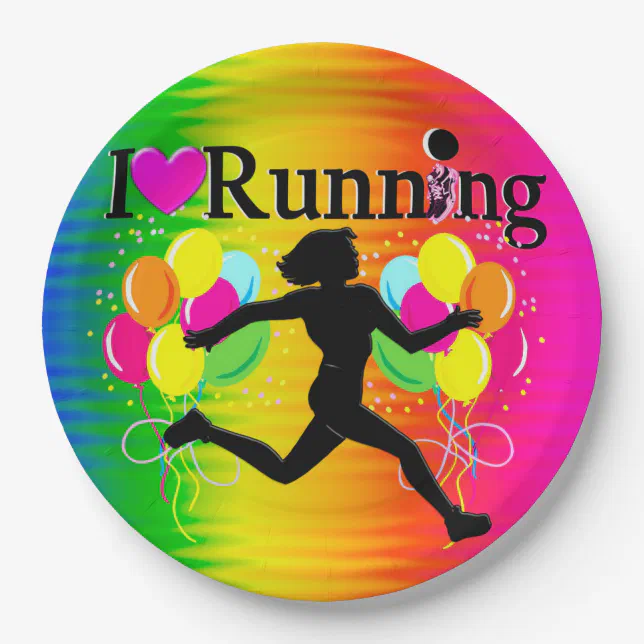 VIBRANT I LOVE RUNNING PAPER PLATES | Zazzle