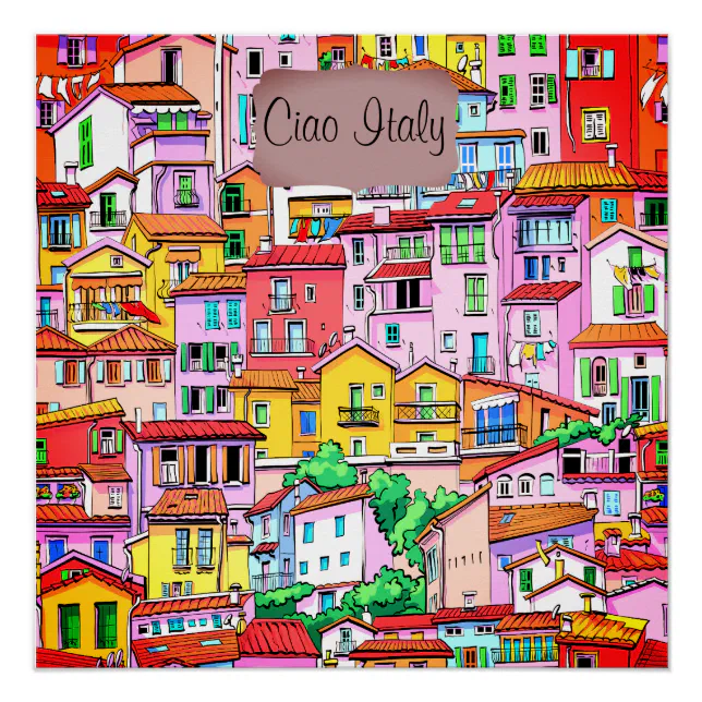 Vibrant Italian Facade Poster | Zazzle