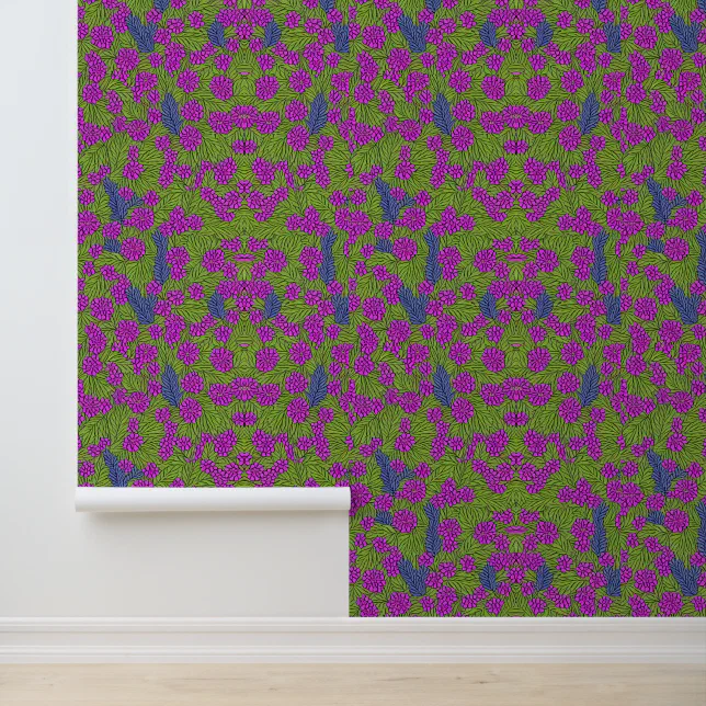 Vibrant Lilac Garden: Floral Fantasy Pattern Wallpaper | Zazzle