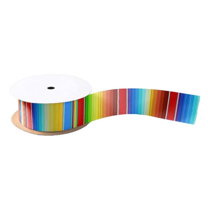 Vibrant Mexican Blanket Traditional Spanish Serape Satin Ribbon | Zazzle