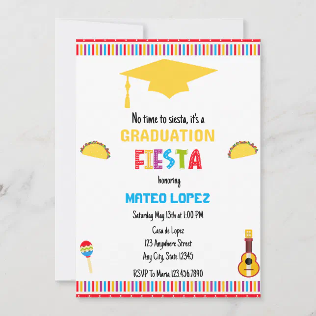 Vibrant Mexican Fiesta Graduation Party Invitation | Zazzle