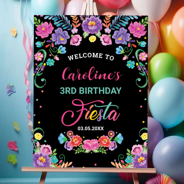 Vibrant Mexican Floral Fiesta Birthday Party Foam Board | Zazzle