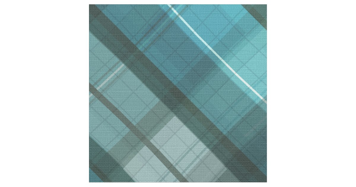 Vibrant & Modern Teal Plaid Pattern Fabric | Zazzle