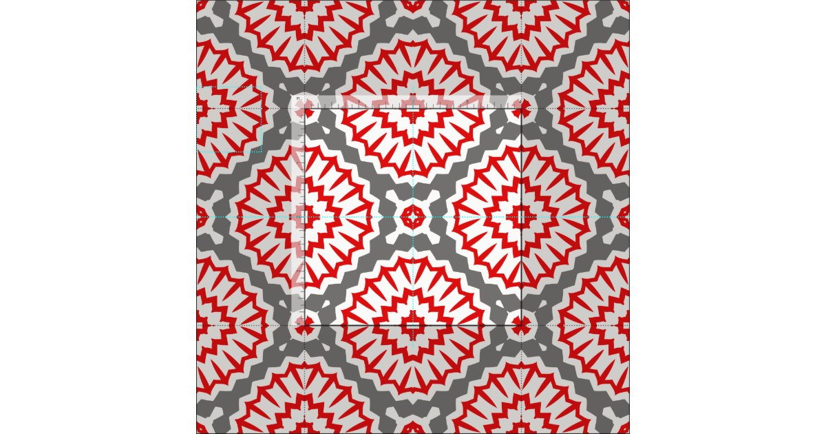 Vibrant Moroccan Ethnic Red White Grey Pattern Fabric | Zazzle