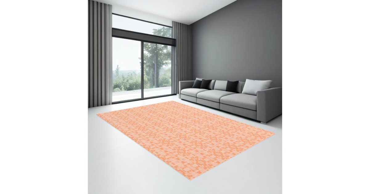 Vibrant Peach Geometric Pattern Area Rug | Zazzle