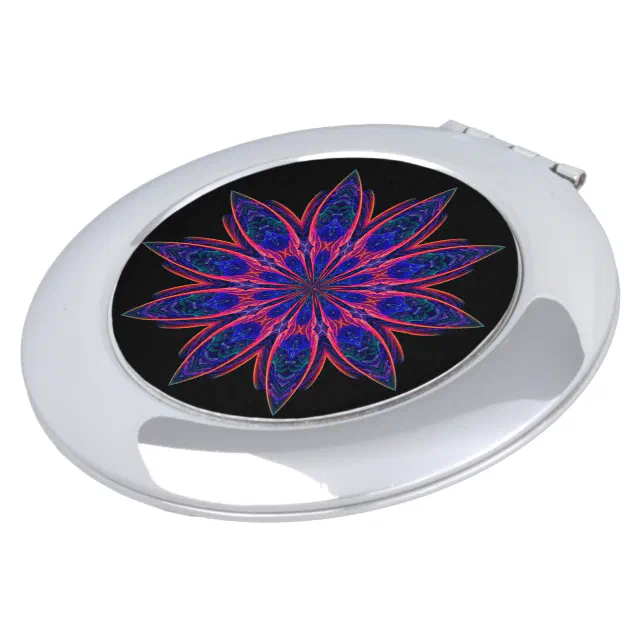 Vibrant Pink Lotus Petals Mandala Compact Mirror | Zazzle