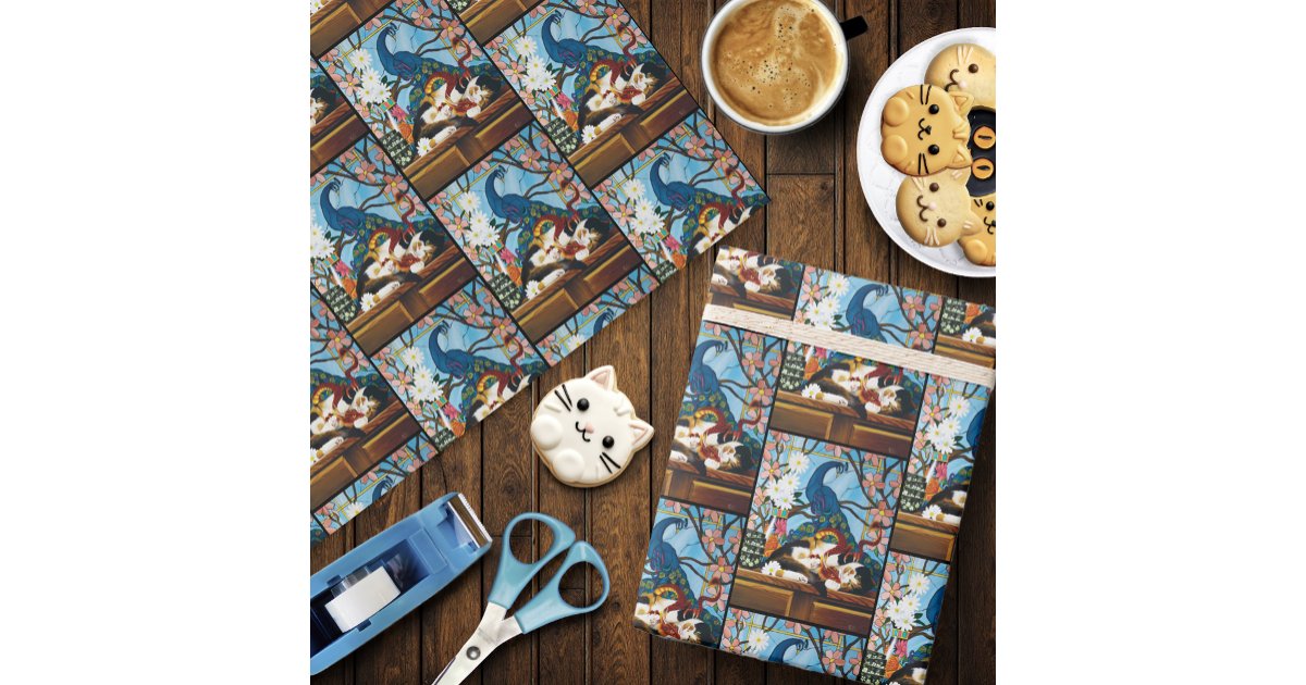 Vibrant Playful Calico Red Dragon Fantasy Wrapping Paper | Zazzle