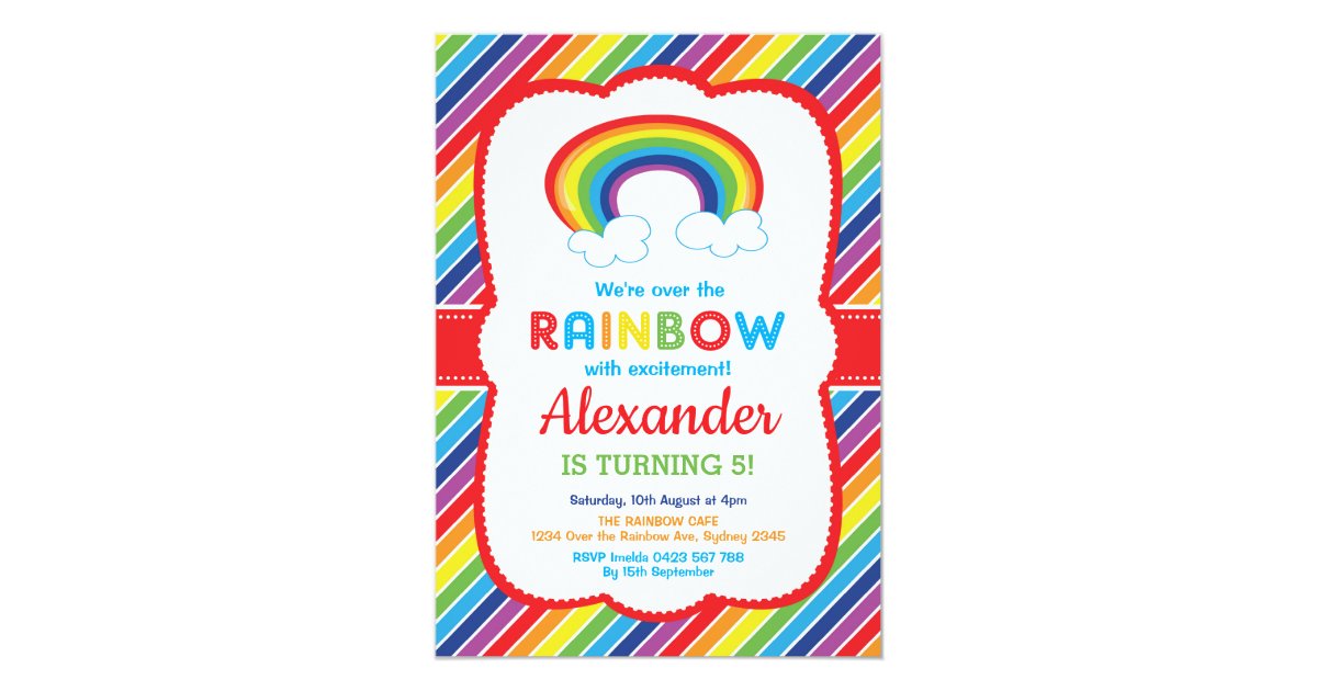 Vibrant Rainbow Birthday Party Colorful Pattern Invitation | Zazzle.com